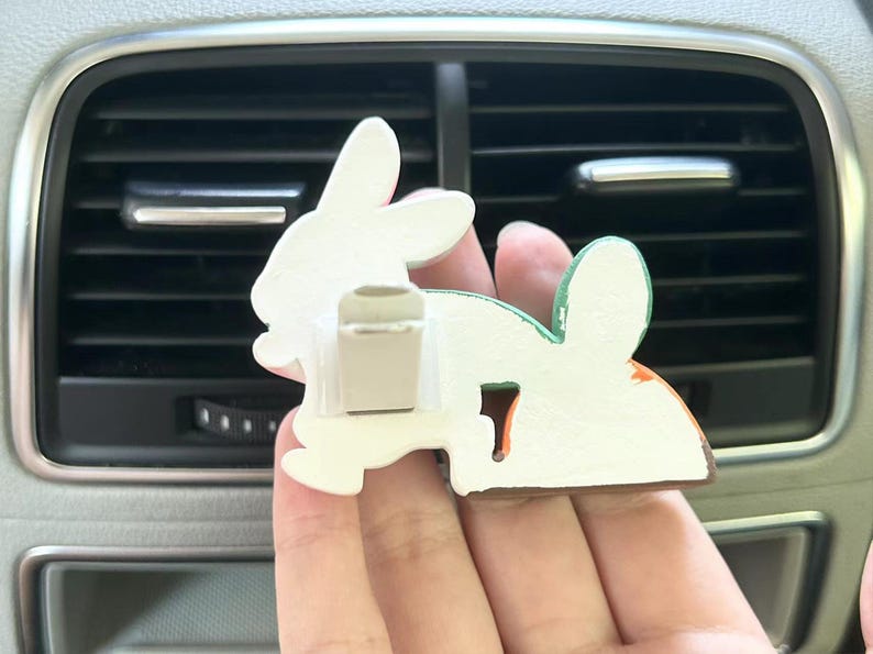 Cute Bunny Pulling Carrots Car A/C Vent Clip, Unique Rabbit Car Air ...