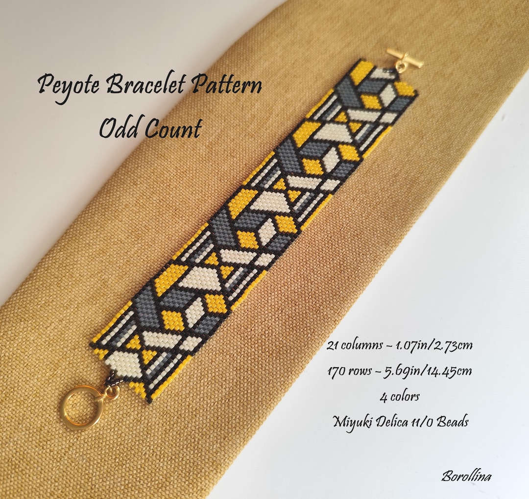 Geometric Beaded Bracelet Pattern, Odd Count Peyote Stitch (PDF Pattern ...