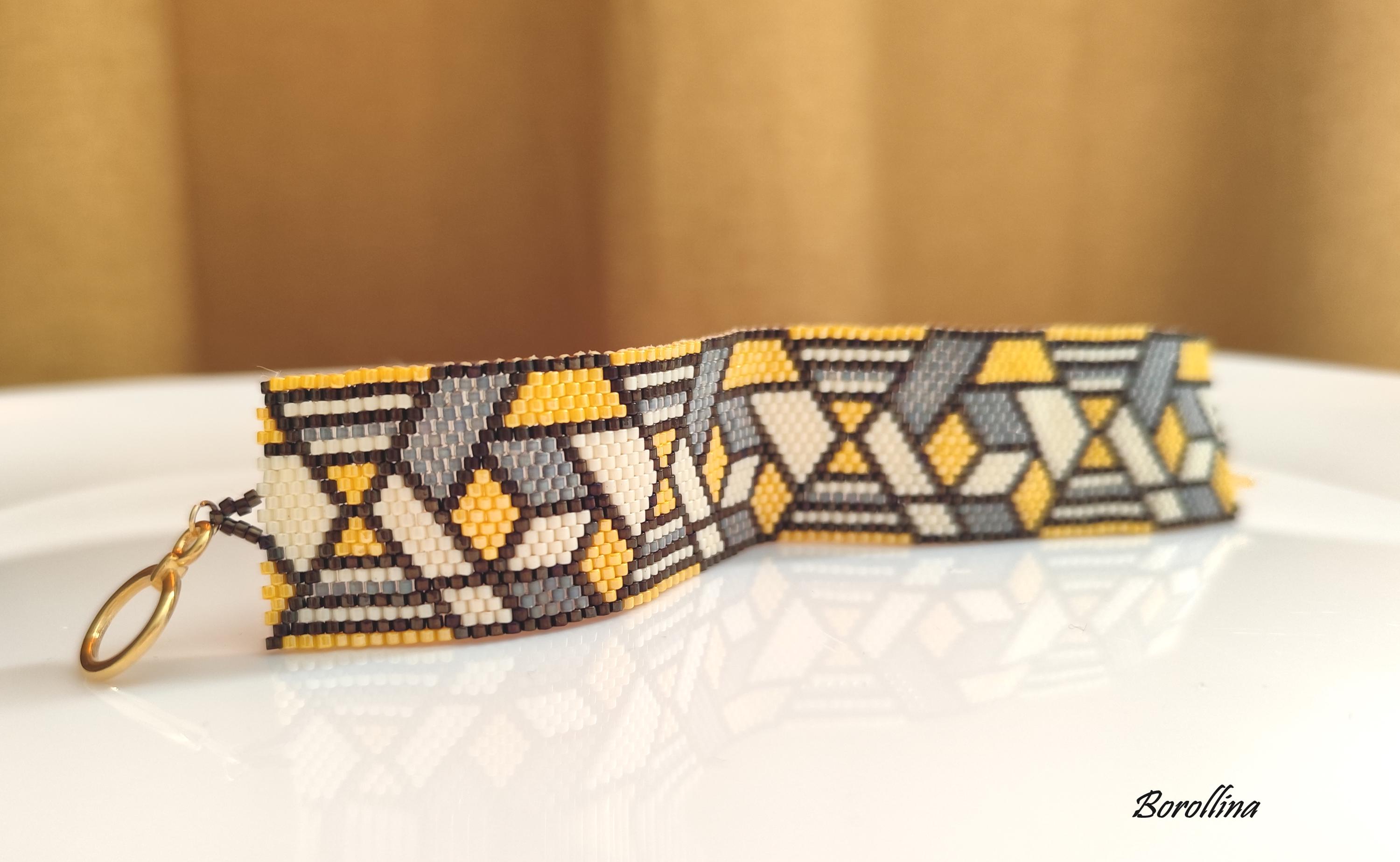 Geometric Beaded Bracelet Pattern, Odd Count Peyote Stitch Pattern, DIY ...