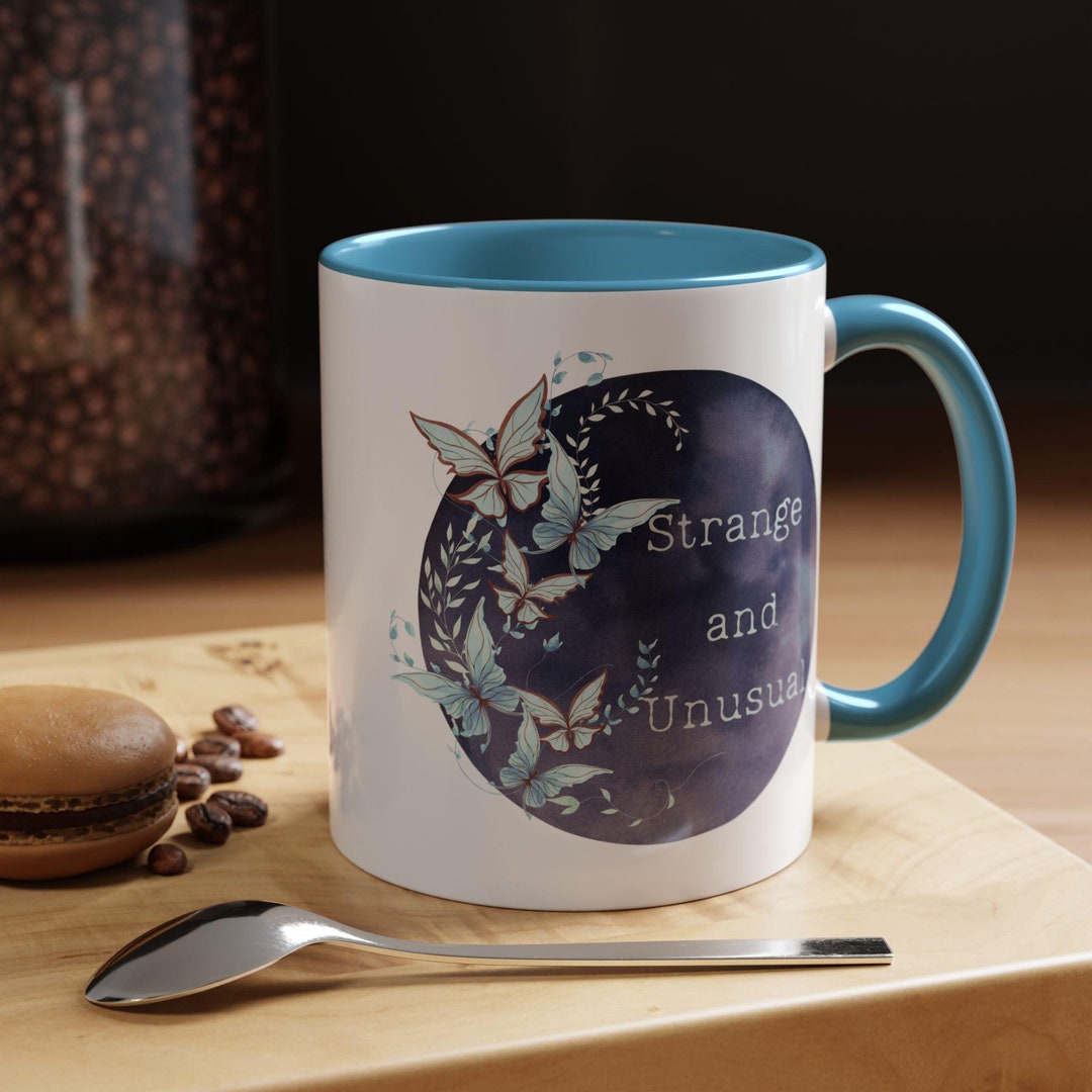 Strange and Unusual Mug, Butterflies at Night Graphic, Spooky Season ...