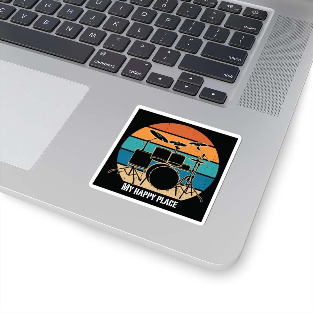 Drummer Kiss-cut Sticker, Drum Set Decal, My Happy Place Drums Sticker ...