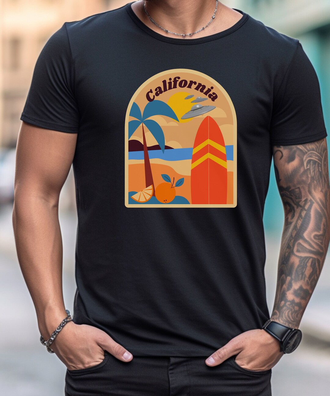 California UFO Tourism Beach Themed Tshirt, CA Alien Tee, California ...