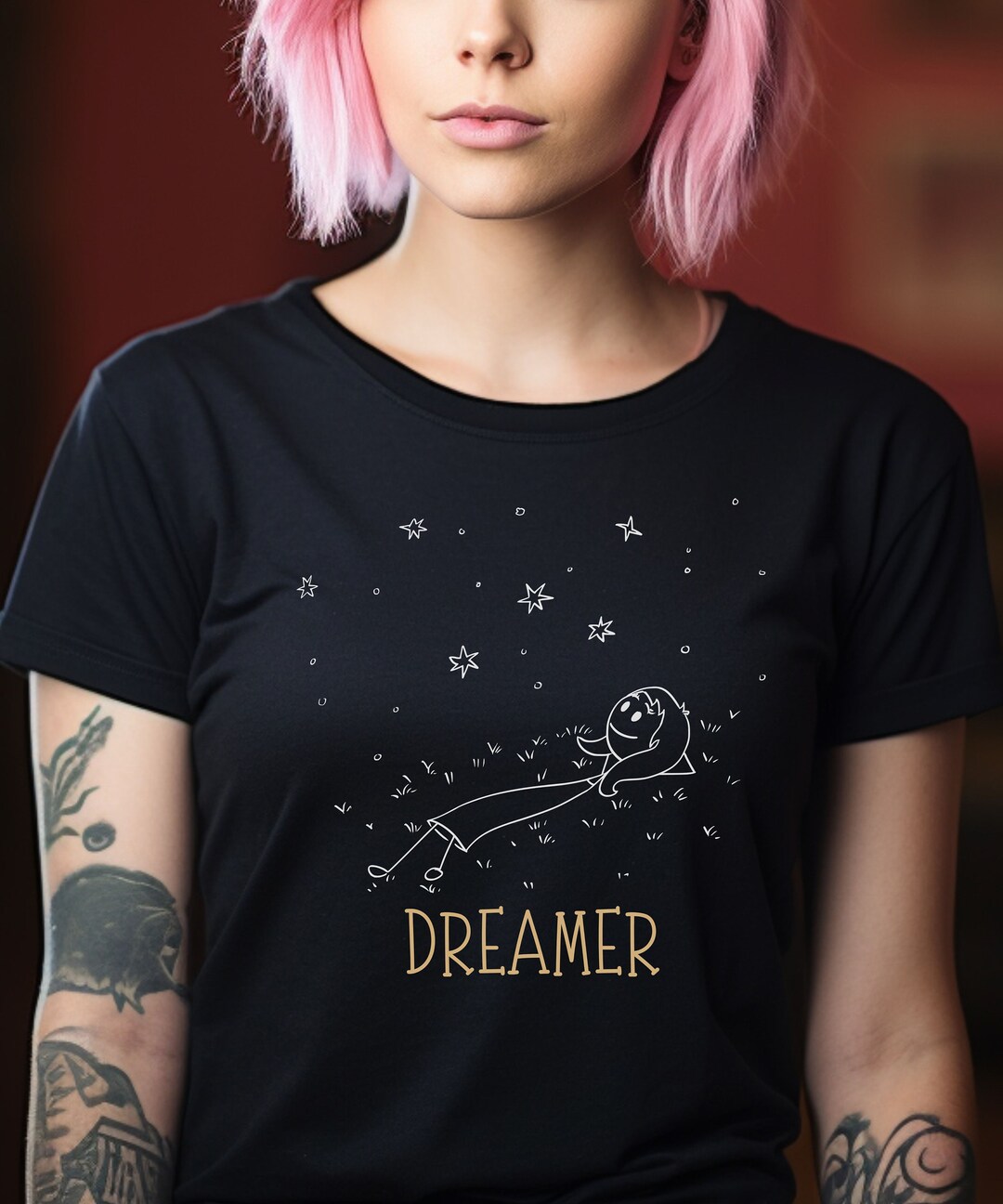 Dreamer Stick Figure Graphic T-shirt, Inspirational Tee, Gift for Her ...