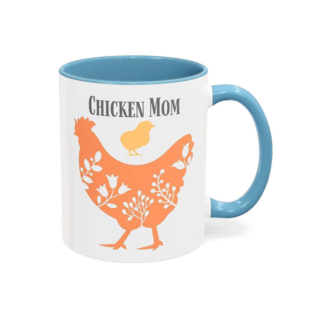 Chicken Mom Mug: Hen & Chick Graphic, Farmhouse Coffee Cup - Etsy