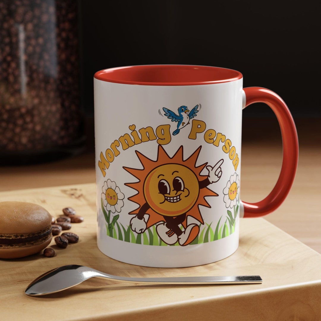 Morning Person Mug, Retro Animated Sun Graphic, Positive Vibes, 50s ...