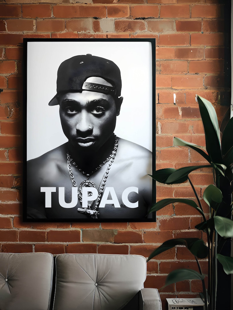 Tupac Poster Iconic Rapper Wall Art, 90s Hip Hop Decor, Canvas Print ...
