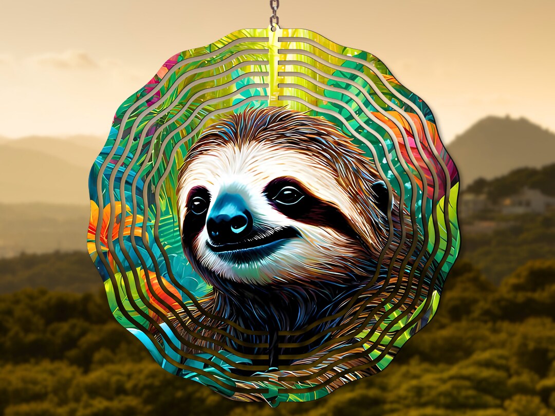 Sloth Wind Spinner Sublimation Design Tropical Palms Wind Spinner Png ...