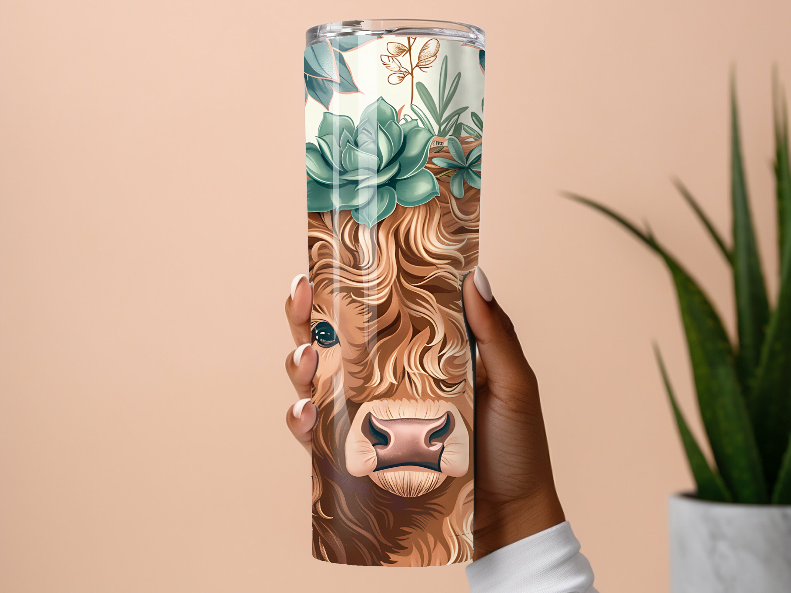 Highland Cow With Cactus Tumbler Wrap 20 Oz Skinny Tumbler Sublimation ...