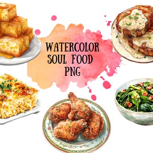 Soul Food Clipart Watercolor Food Clip Art Bundle Png American Southern ...