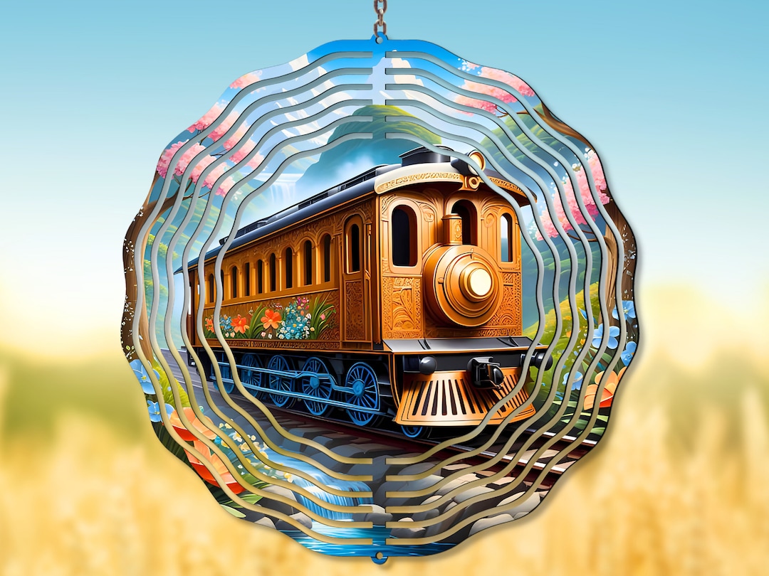 Train Wind Spinner Sublimation Design Template Floral Wind Spinner Png ...