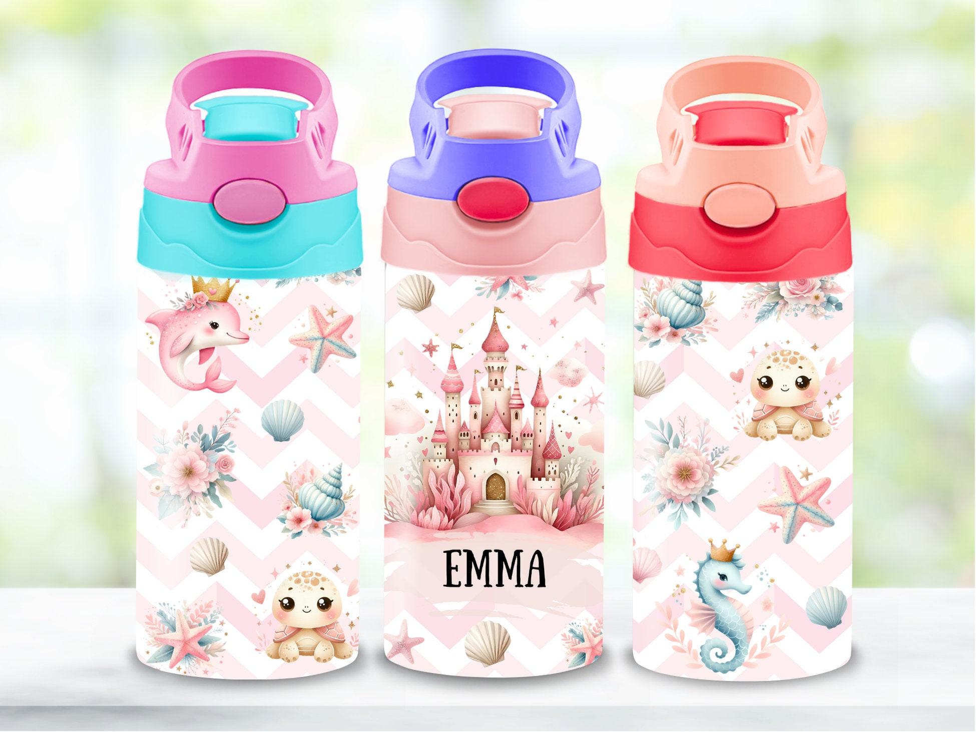 Princess Kids Sublimation Design Kids Personalized Water Bottle Flip ...