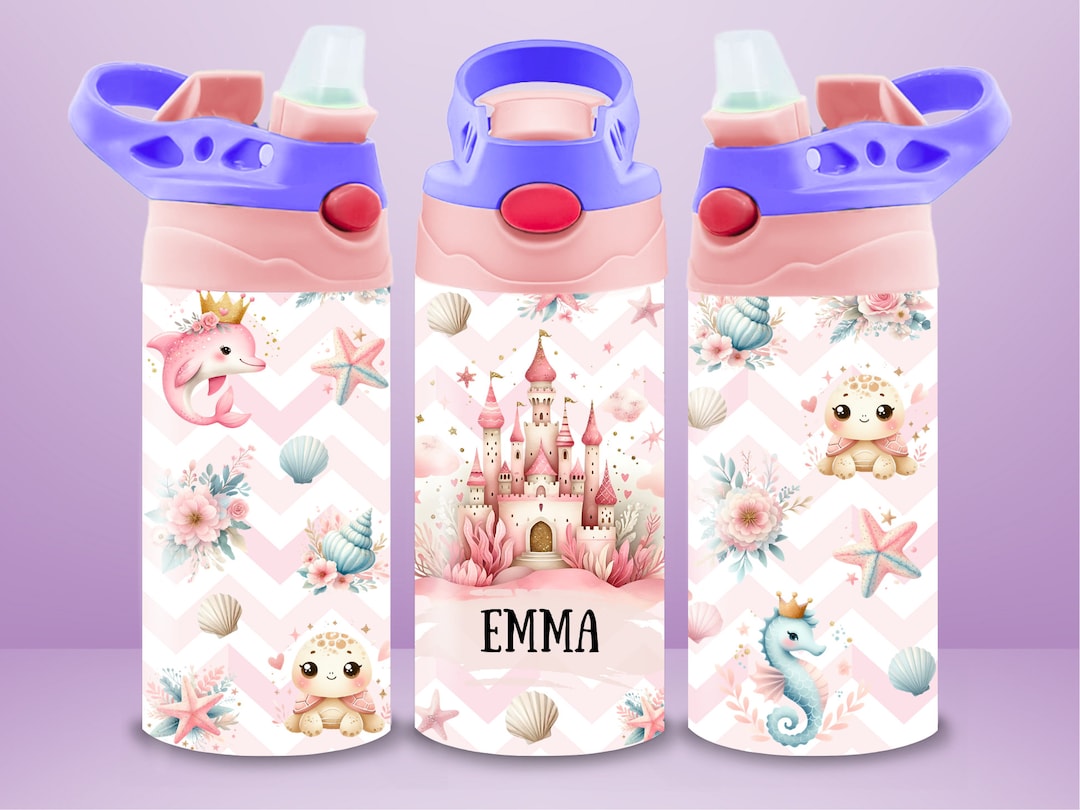 Princess Kids Sublimation Design Kids Personalized Water Bottle Flip ...