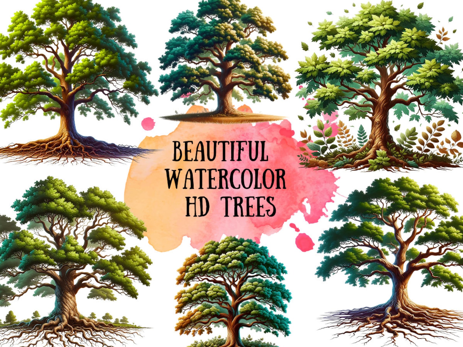 Watercolor Tree With Roots Clipart Tree of Life Png Mystical Old Tree ...