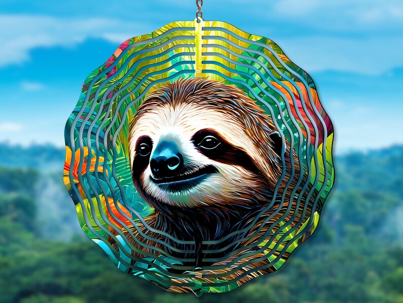 Sloth Wind Spinner Sublimation Design Tropical Palms Wind Spinner Png ...