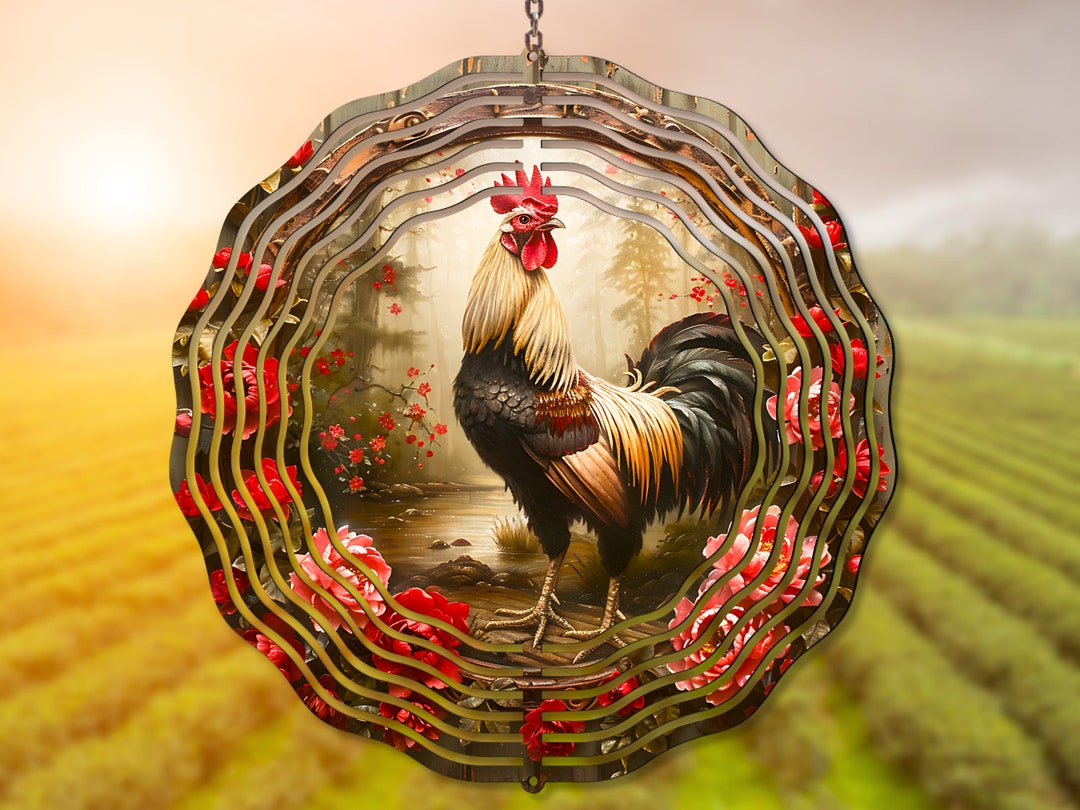 Rooster Wind Spinner Sublimation Design Watercolor Chicken Wind Spinner ...