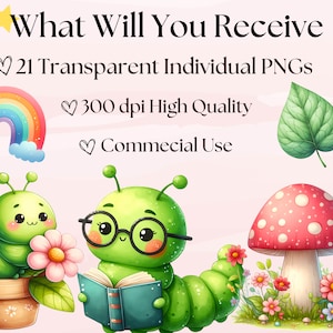 Watercolor Caterpillar Clipart Cute Bugs Png Nature Sublimation Designs ...