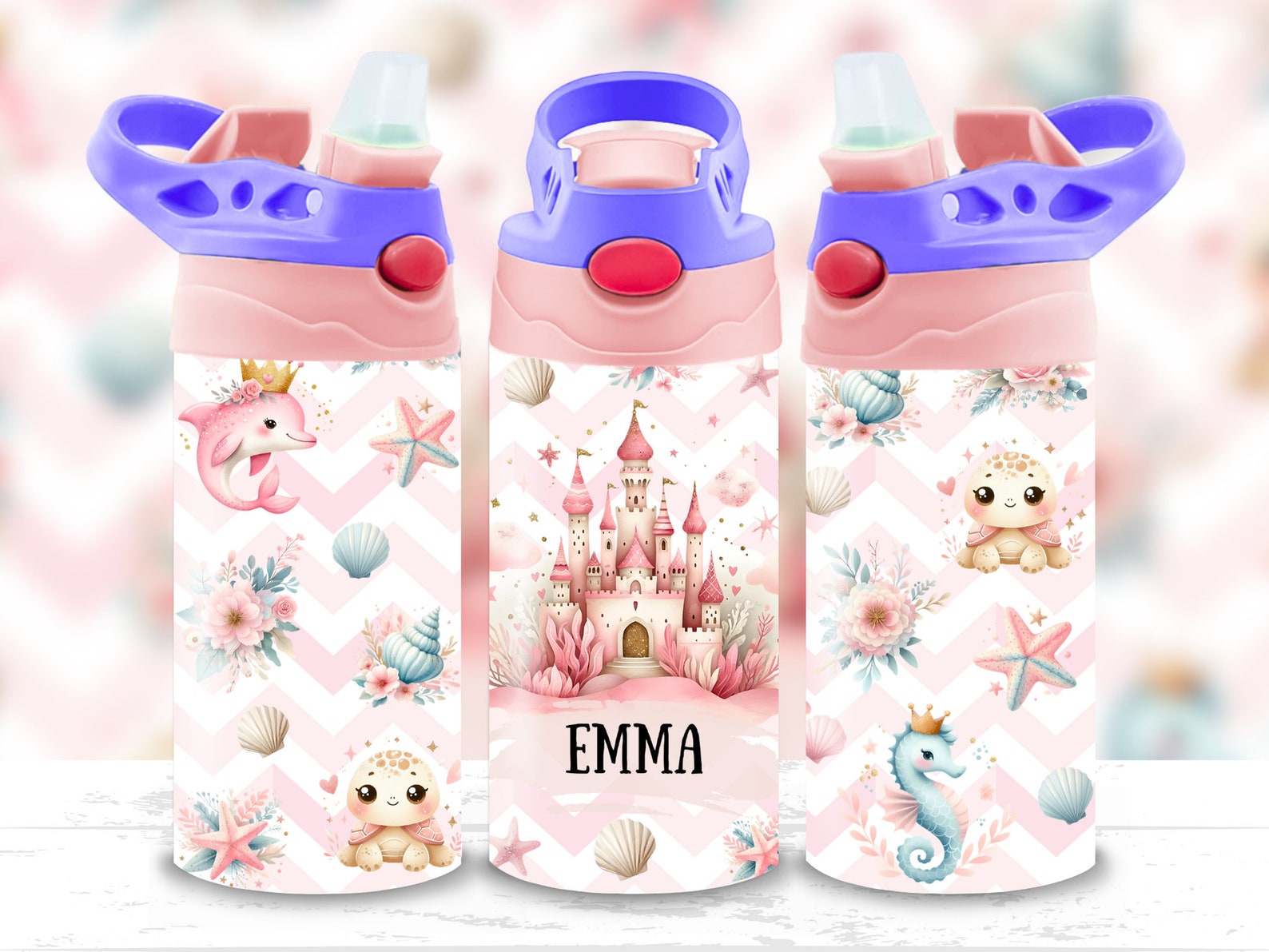 Princess Kids Sublimation Design Kids Personalized Water Bottle Flip ...