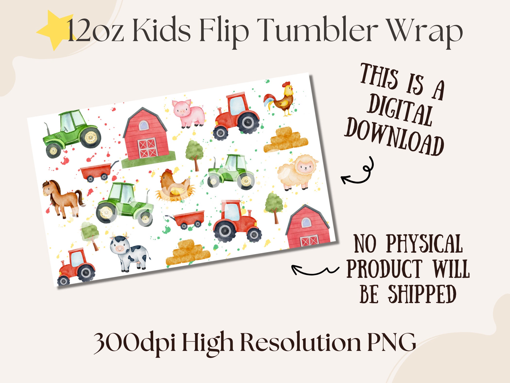 Farm Animals Kids Sublimation Design Kids Water Bottle Flip Top Sippy ...