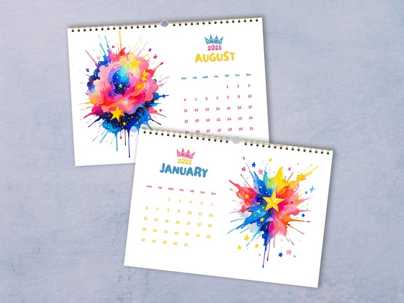 A3 A4 A5 January 2025 Calendar for Work or Home. Yearly Calendar With a ...