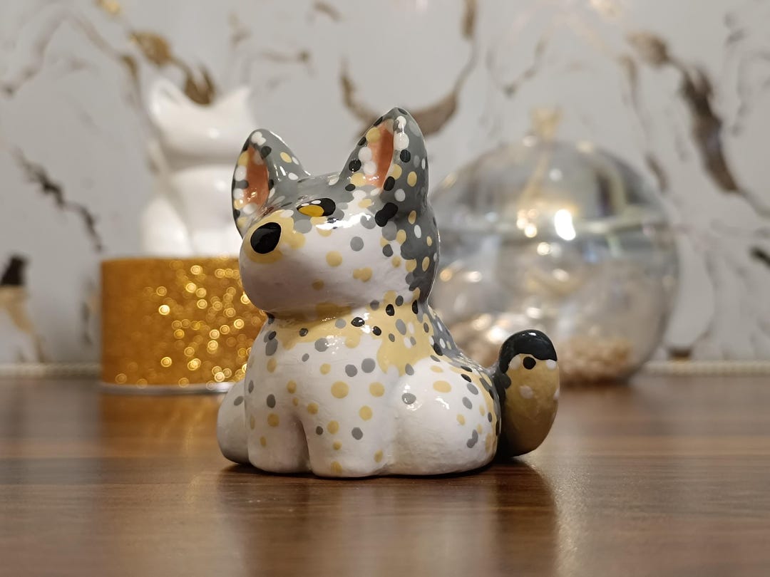 Gray Wolf Figurine, Tiny Wolf Lover Present, Kawaii Dog Related Gift ...