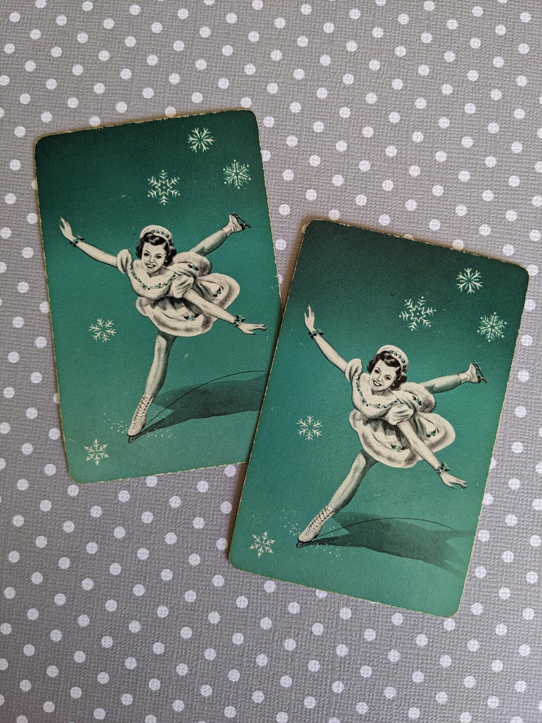 Vintage Ice Skating Cards. Junk Journal Tucks. Art Deco Paper Ephemera ...