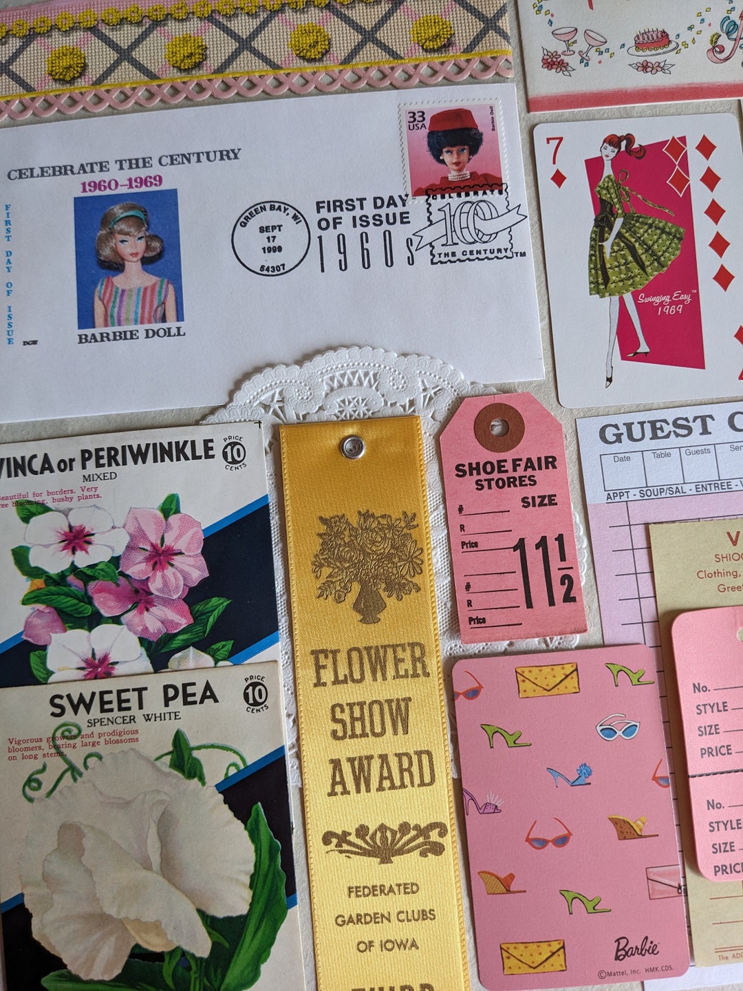 Barbie Junk Journal Layout. Pink Yellow Summer Paper Ephemera Vintage ...