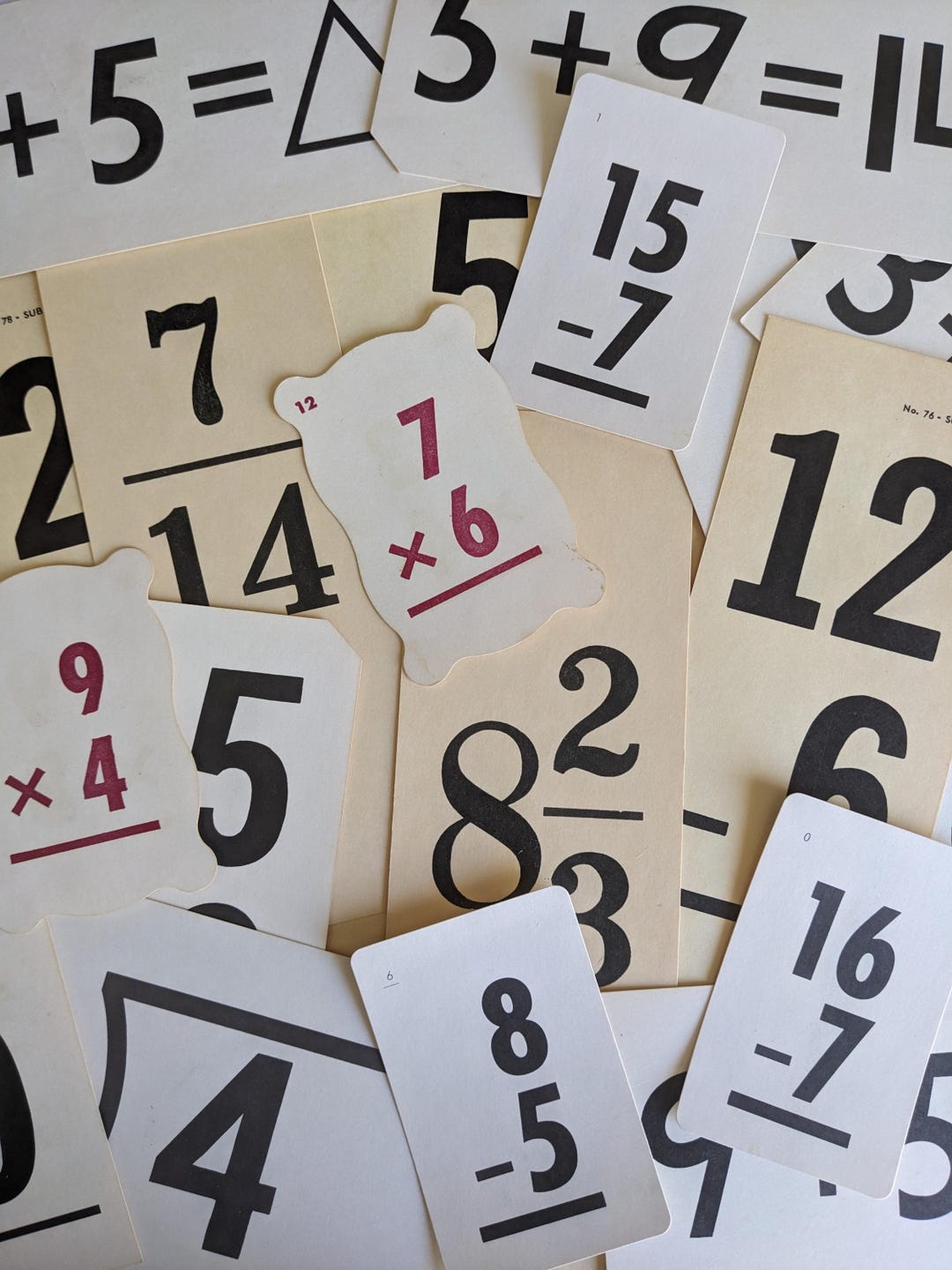20 VINTAGE Math Flash Cards. Junk Journal Tucks. Assorted Retro Paper ...