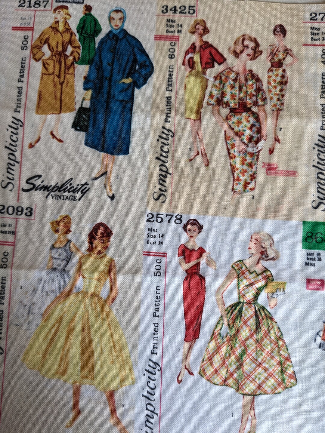 Simplicity Retro Fashion Fabric. Vintage Sewing Pattern Styles ...