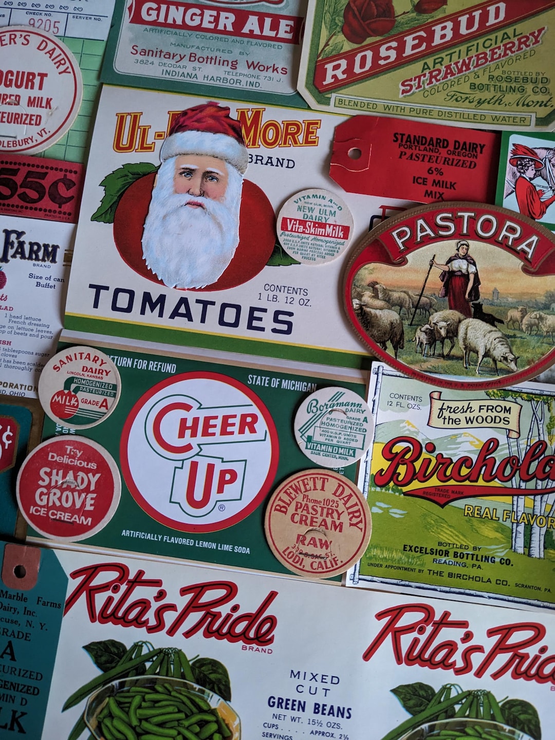 Vintage Grocery Labels. Junk Journal Paper Ephemera. Dairy Caps ...