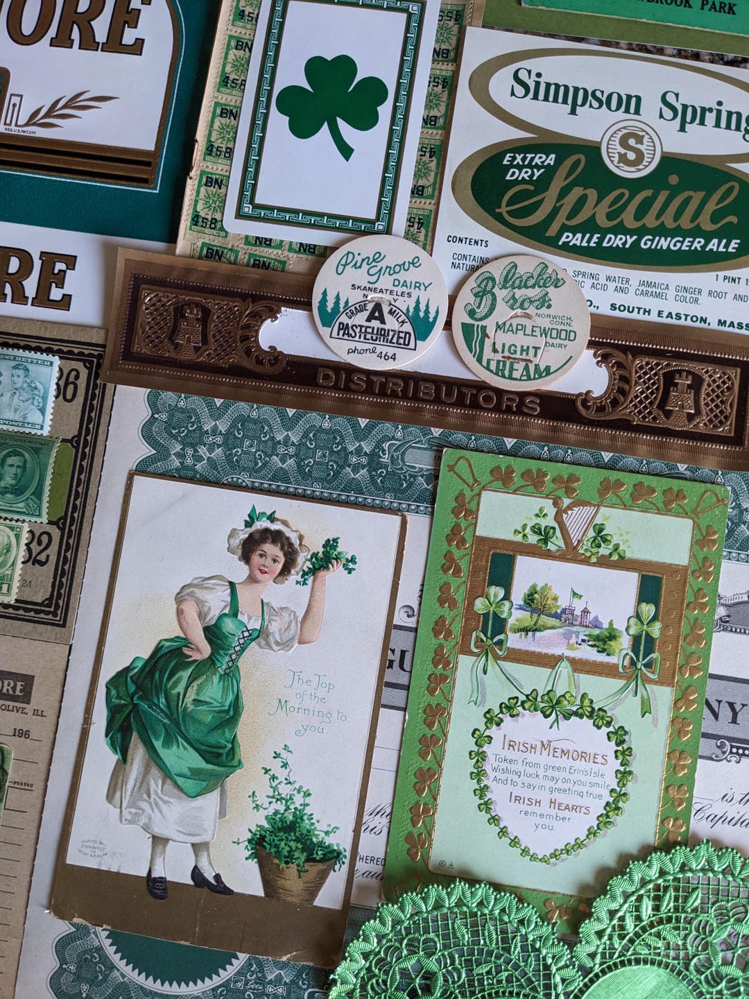 March Junk Journal Paper Ephemera. St. Patrick's Day. Vintage Irish ...