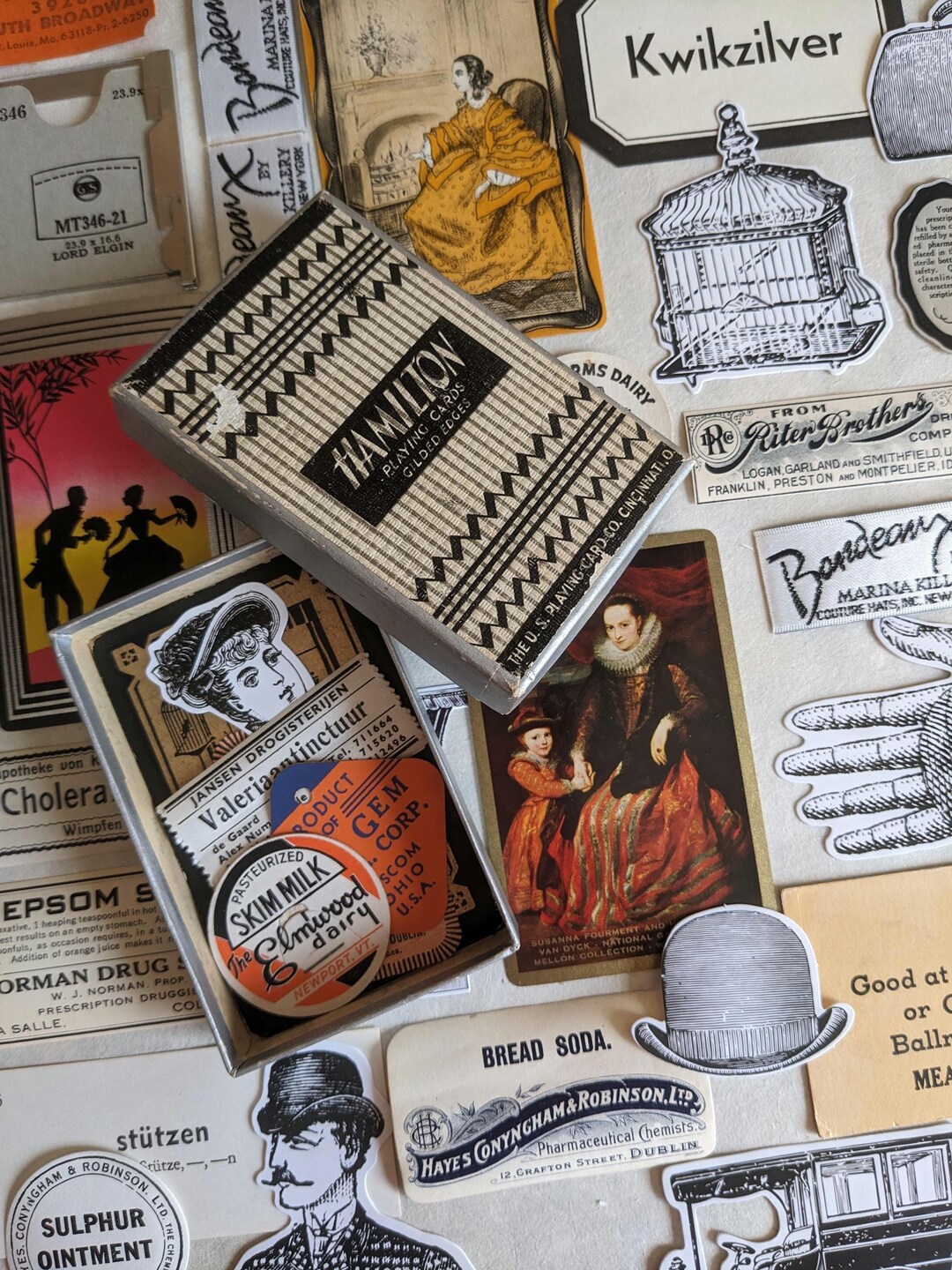 Vintage Artist Supply Box. Paper Ephemera Junk Journal Findings. Apothecary Labels. French ...