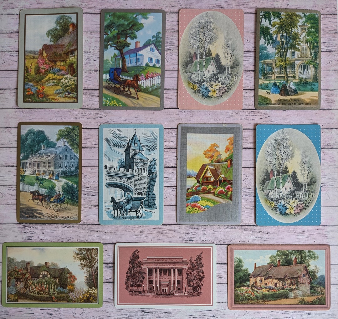 11 Vintage Cards. Cottages Houses Homes Architectural Junk Journal ...