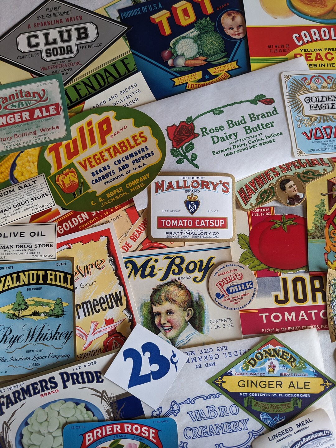 Vintage Groceries Junk Journal Paper Ephemera Labels. Vegetables Fruit ...