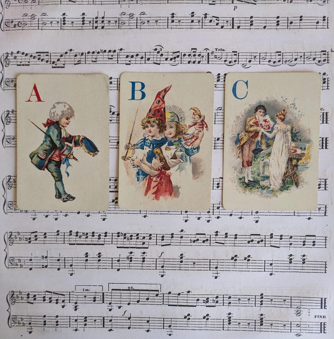 ABC Junk Journal Cards. Group of 3. VINTAGE Artist Cards. Illustrated ...