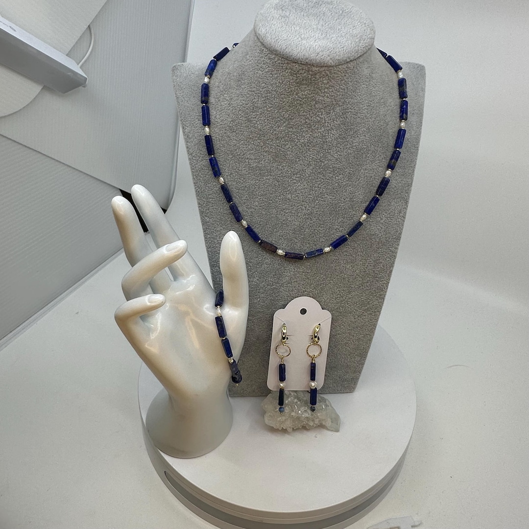 Lapis Lazuli Jewelry Set, Lapis Lazuli Bracelet, Lapis Necklace, Lapis ...