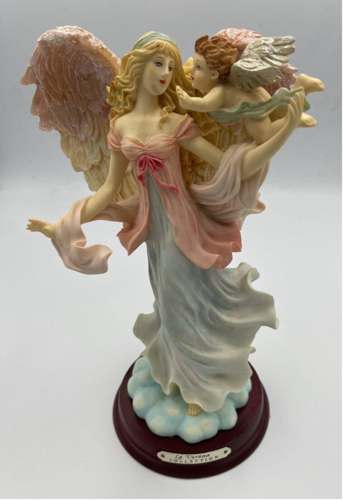 La Verona Collection Angel With Cherub Christian Figurine Statue ...