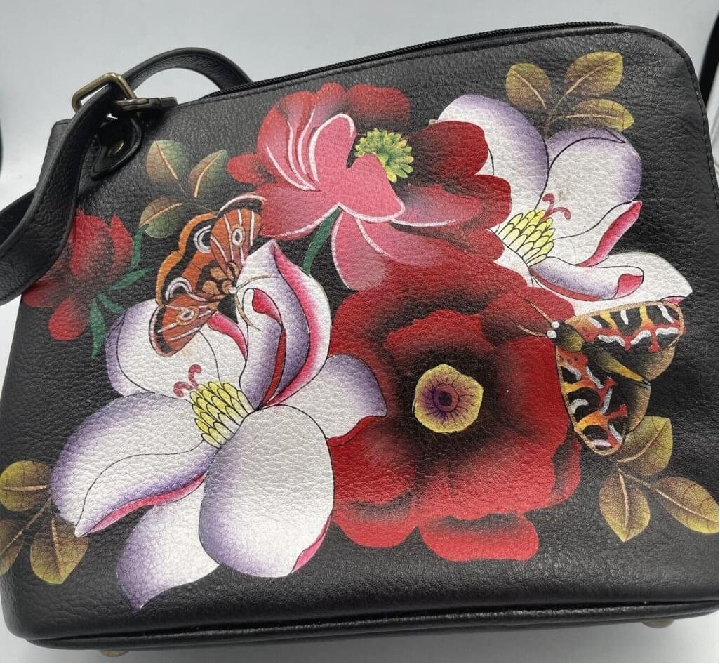 Anuschka Hand Painted Leather Top to Side Zip Crossbody Bag-dreamy ...