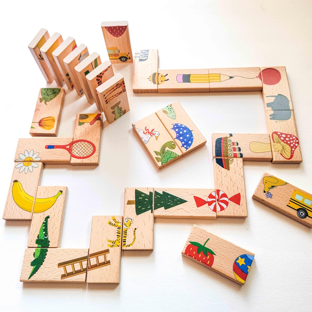 Custom Name Kids Gift Ages 3+ - Personalized Wooden Domino Puzzle ...