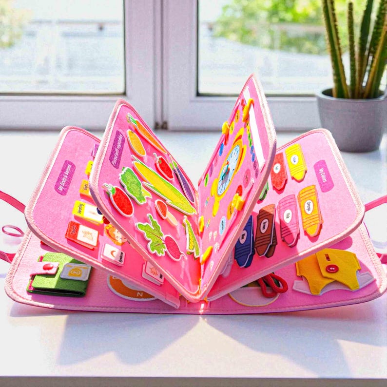 Pink Montessori Busy Board Ages 3+ | Preschool Quiet Book ...
