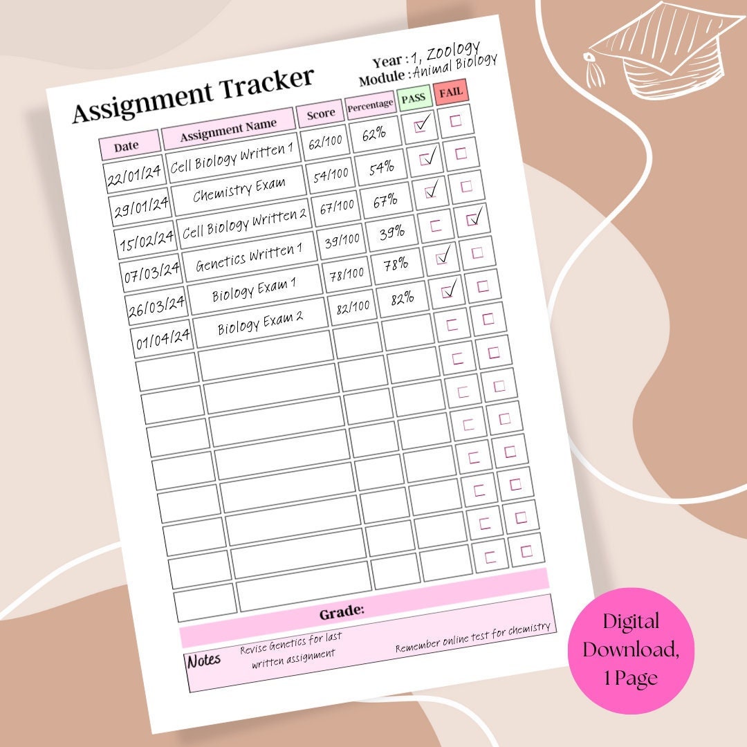 University Assignment Tracker, Student Assignment Tracker, Study ...
