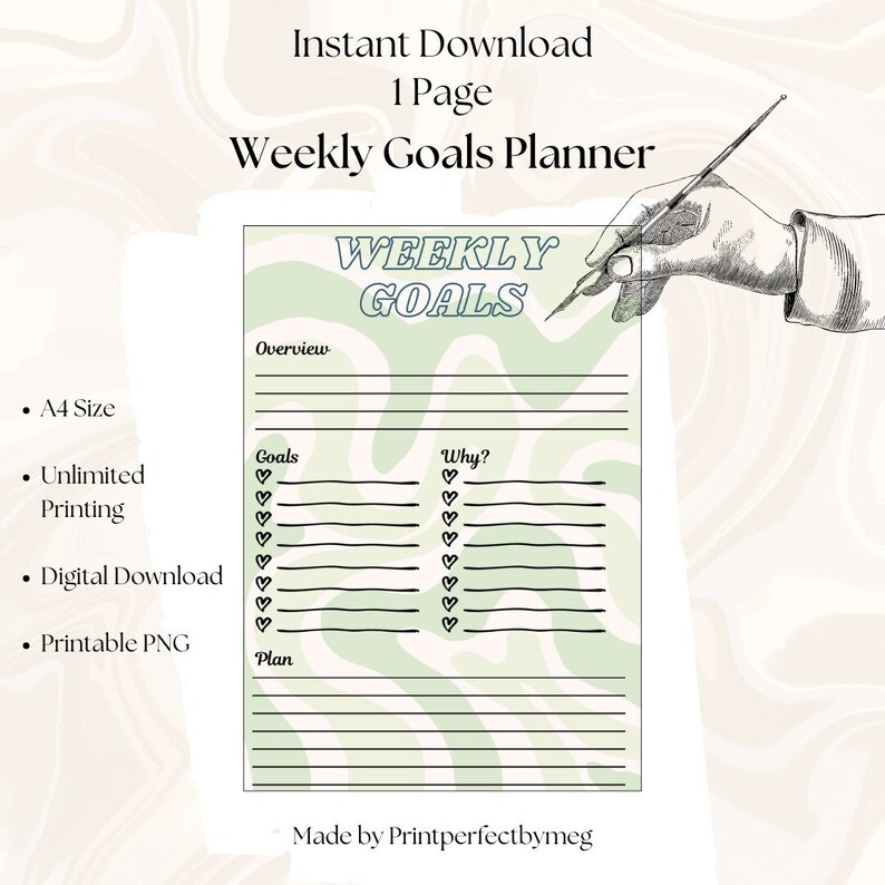 Ultimate Weekly Goal Planner, Printable Weekly Planner, Achieve Your ...