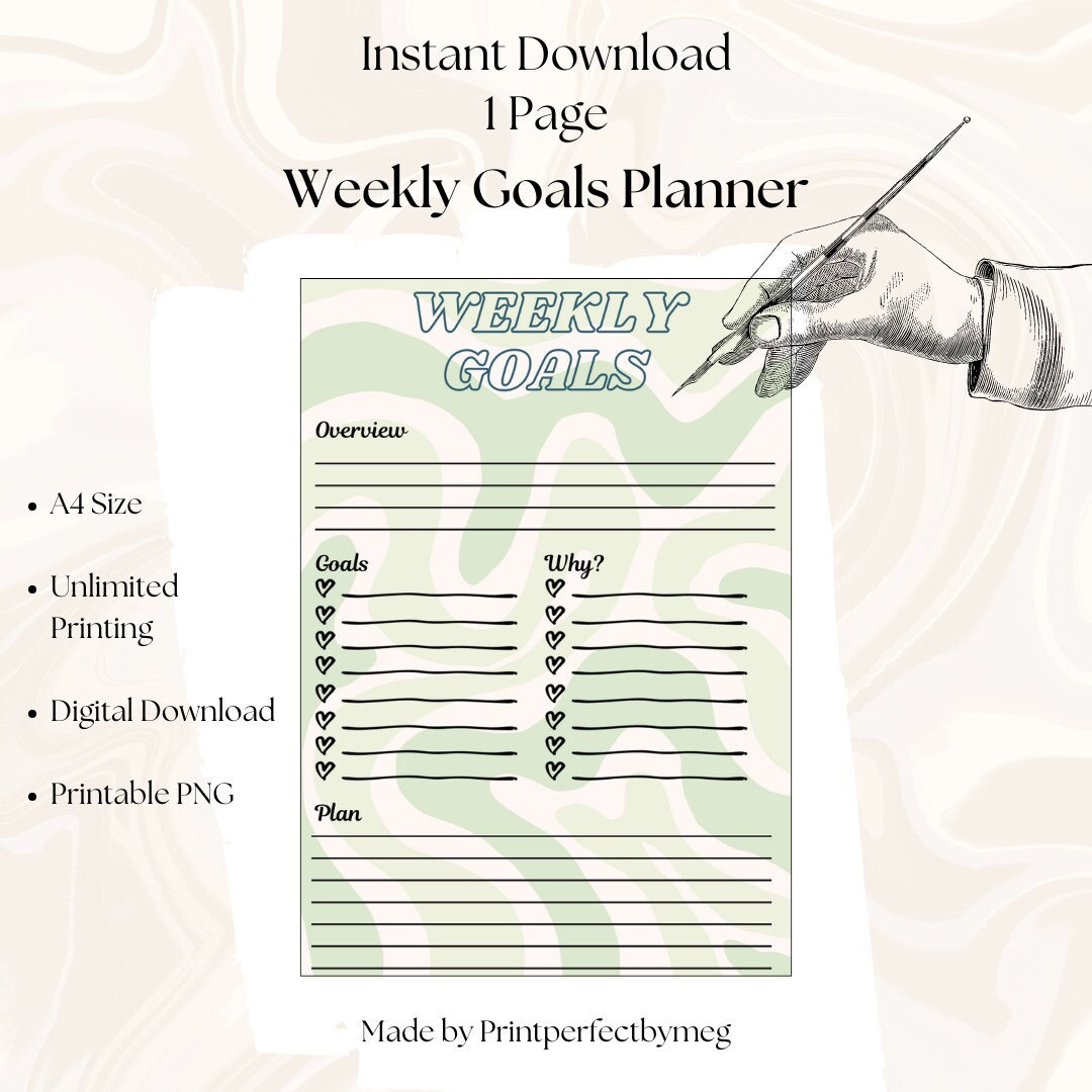 Ultimate Weekly Goal Planner, Printable Weekly Planner, Achieve Your ...