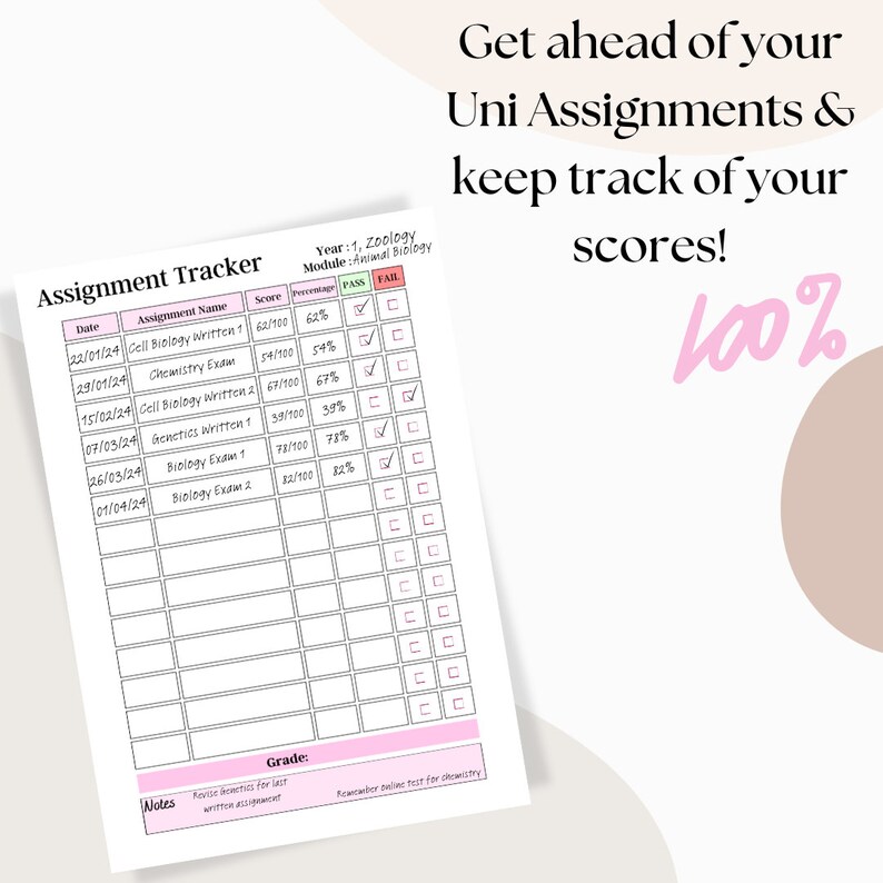 University Assignment Tracker, Student Assignment Tracker, Study ...