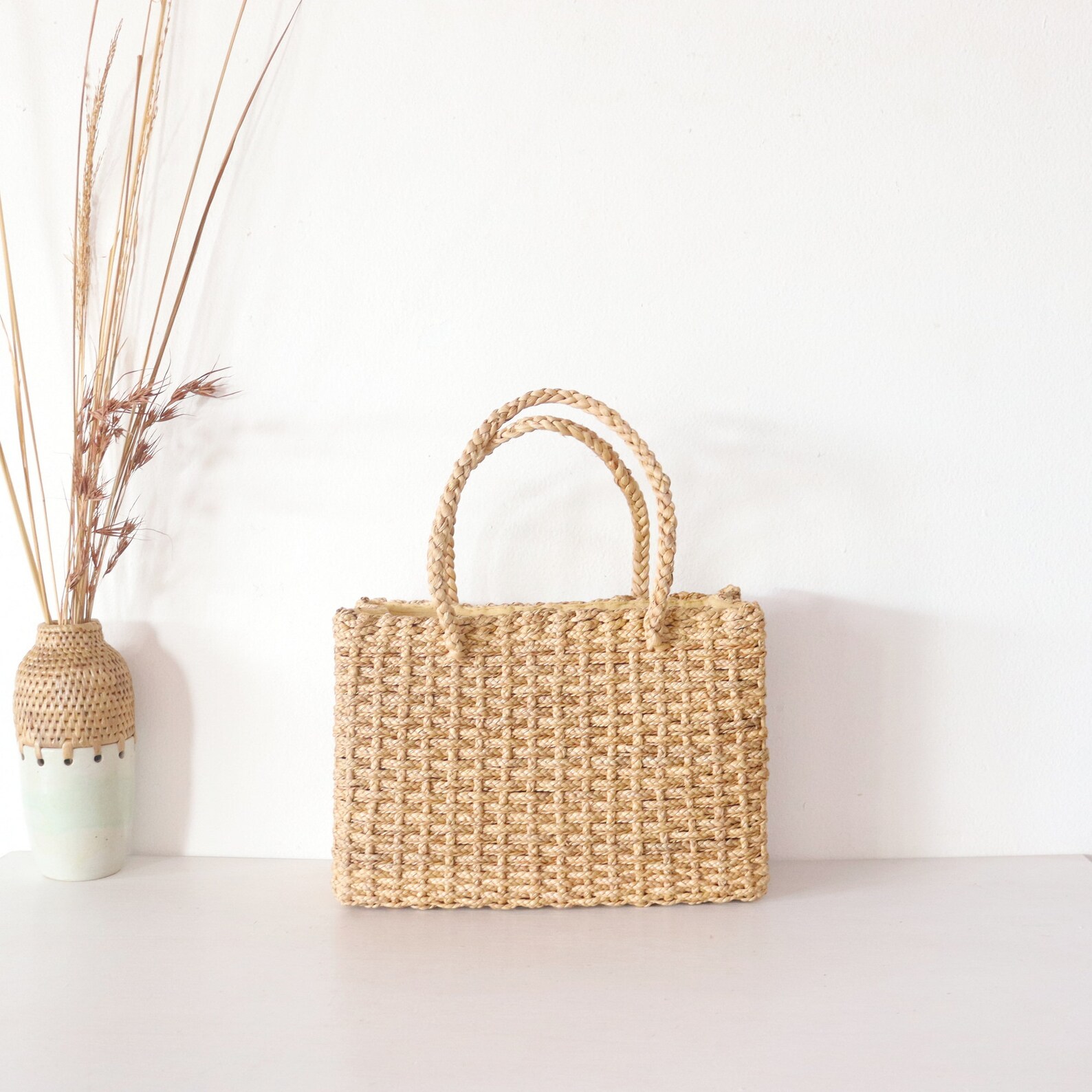 Hand Woven Water Hyacinth Tote Bag: Eco-friendly Seagrass Handbag - Etsy