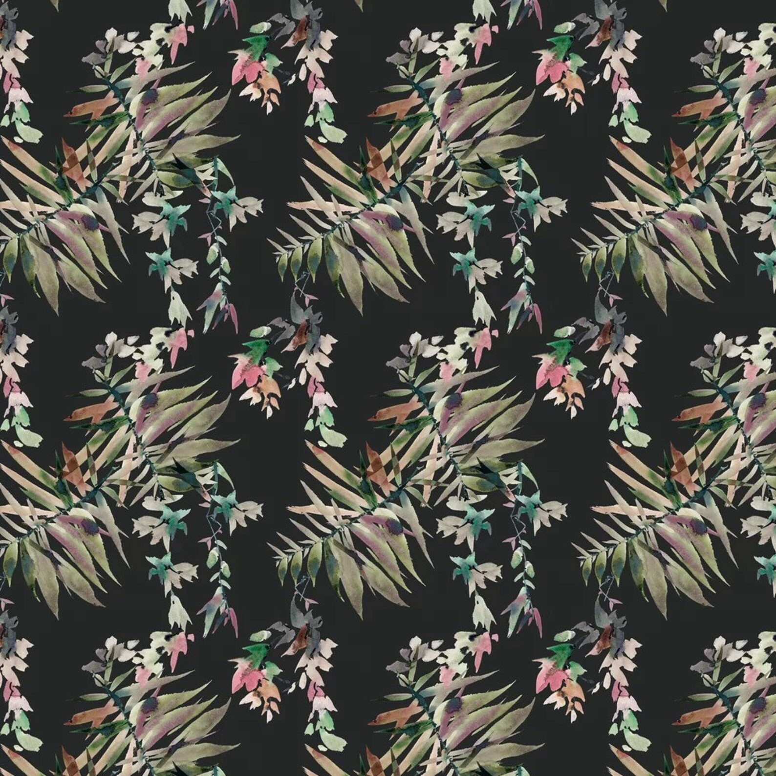 Sable Black Luxury Floral Wallpaper - Etsy