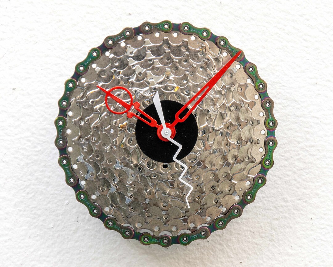 Recycled Bicycle Gear Clock, Cycle, Bike, Chain, Boyfriend, Unique ...