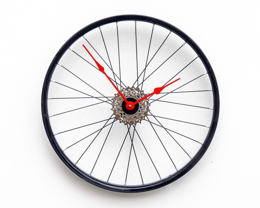 Bike Wheel Clock, Large, Wall, Gear, Cycle, Steampunk, Bicycle, Modern ...