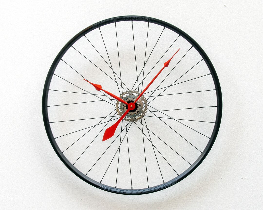 Bike Wheel Clock, Large, Wall, Gear, Cycle, Steampunk, Bicycle, Modern ...