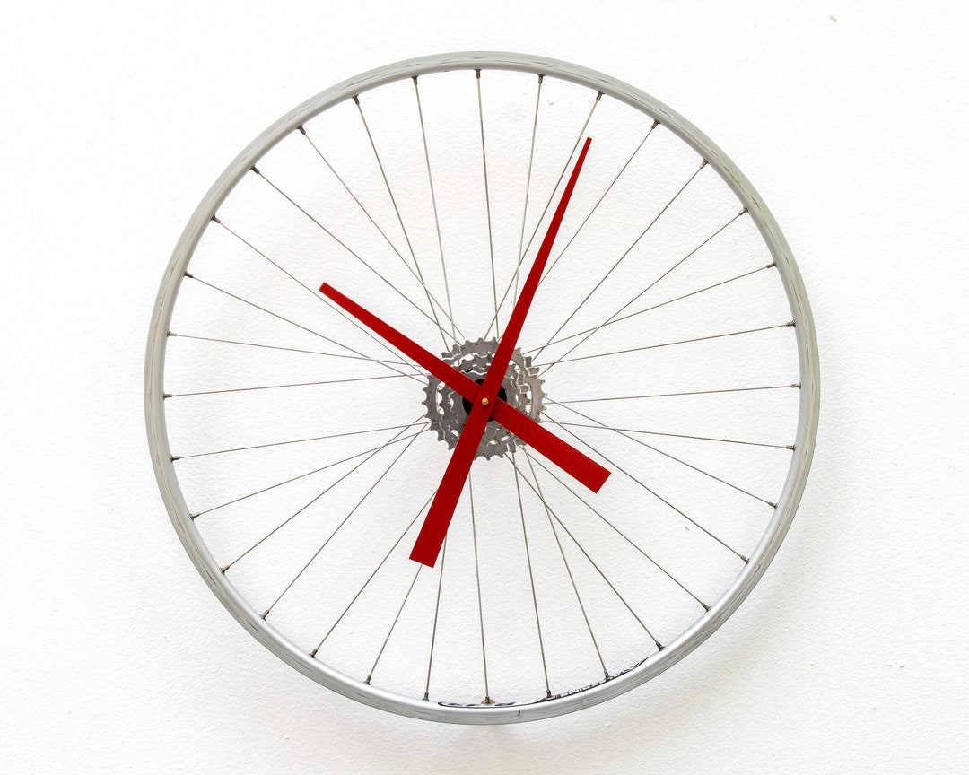 Bike Wheel Clock, Large, Wall, Gear, Cycle, Steampunk, Bicycle, Modern ...