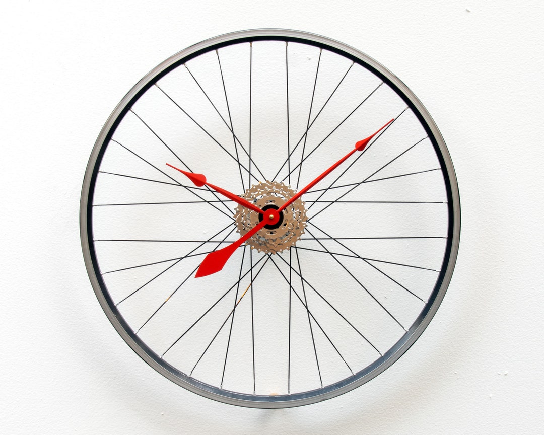 Bike Wheel Clock, Large, Wall, Gear, Cycle, Spoke, Bicycle, Modern ...